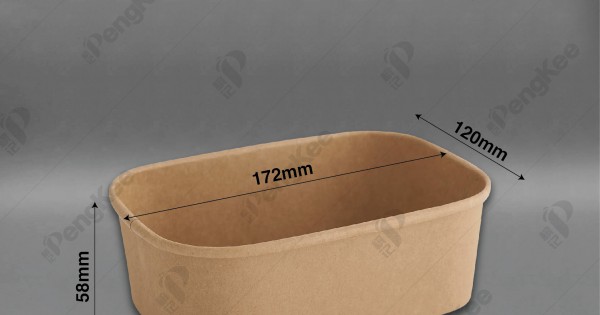 750ML RECTANGULAR PAPER SALAD BOWL (SPE) (KRAFT) (50'S X 6PKT)